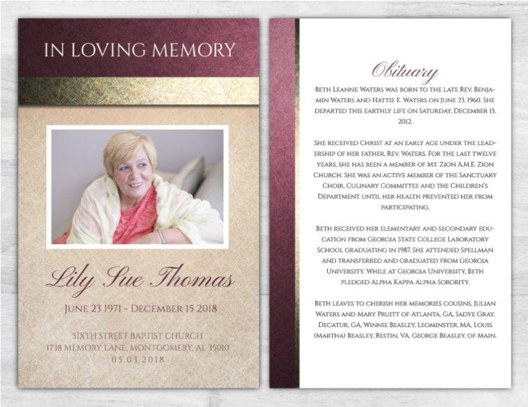 Memorial Cards for Deceased - Funeral Service Cards