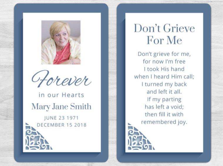Personalized Prayer Cards for Funeral - Prayer Card Design