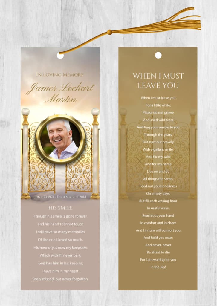 Memorial Bookmarks for Funeral - Personalized Memorial Bookmarks