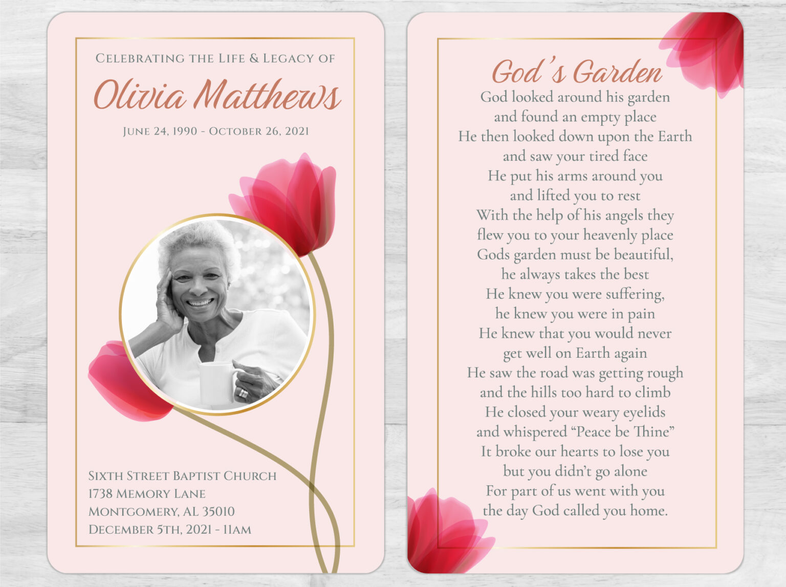 Laminated Prayer Cards for Funeral |Personalized Laminated Prayer Cards