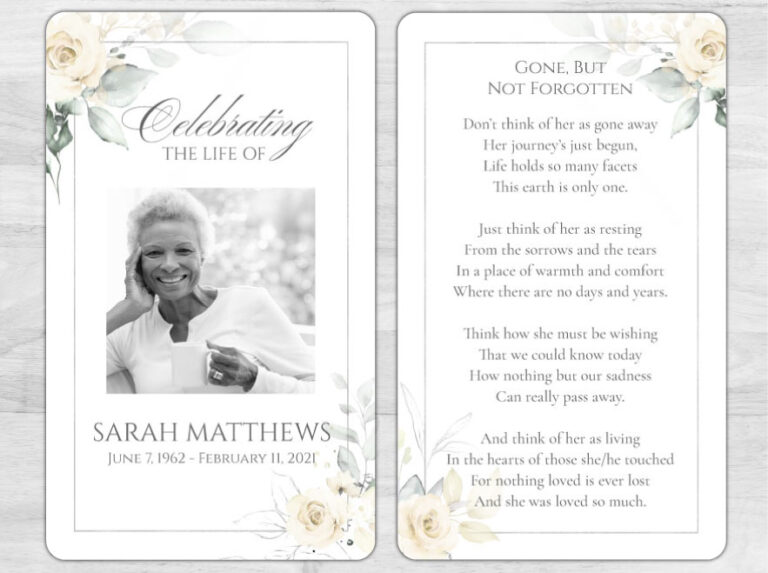 Laminated Prayer Cards for Funeral |Personalized Laminated Prayer Cards