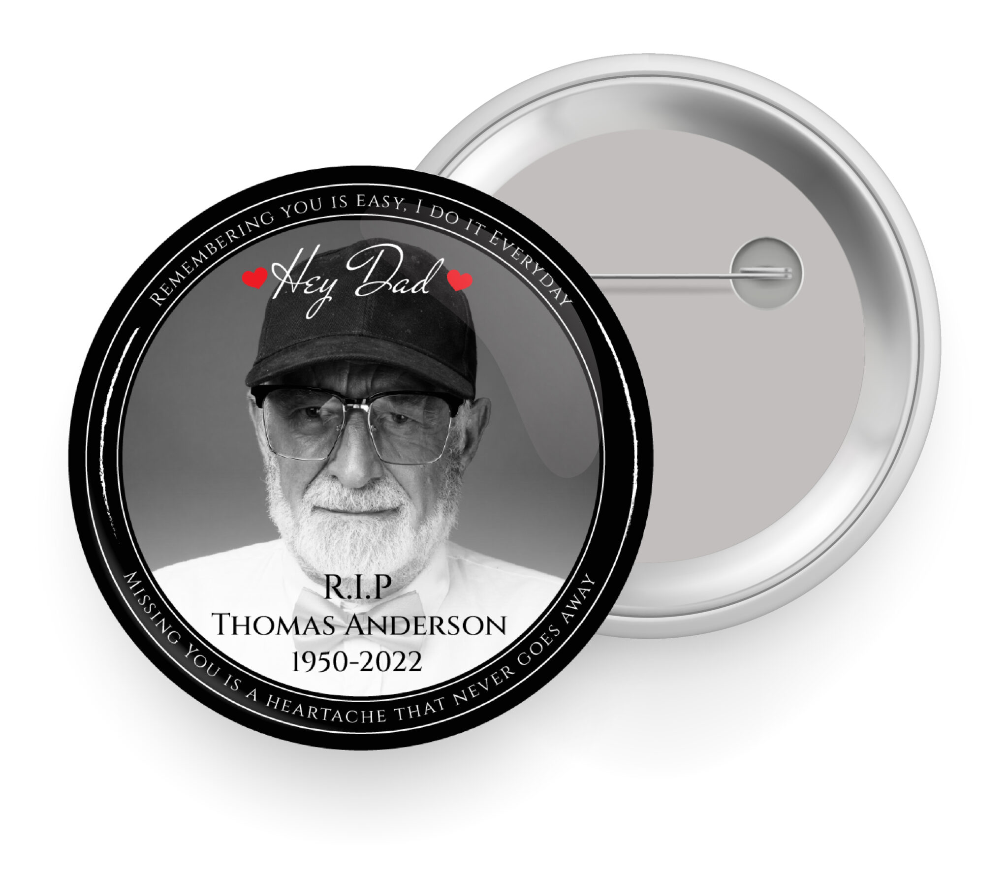 Memorial Buttons For Funeral - Memorial Photo Buttons
