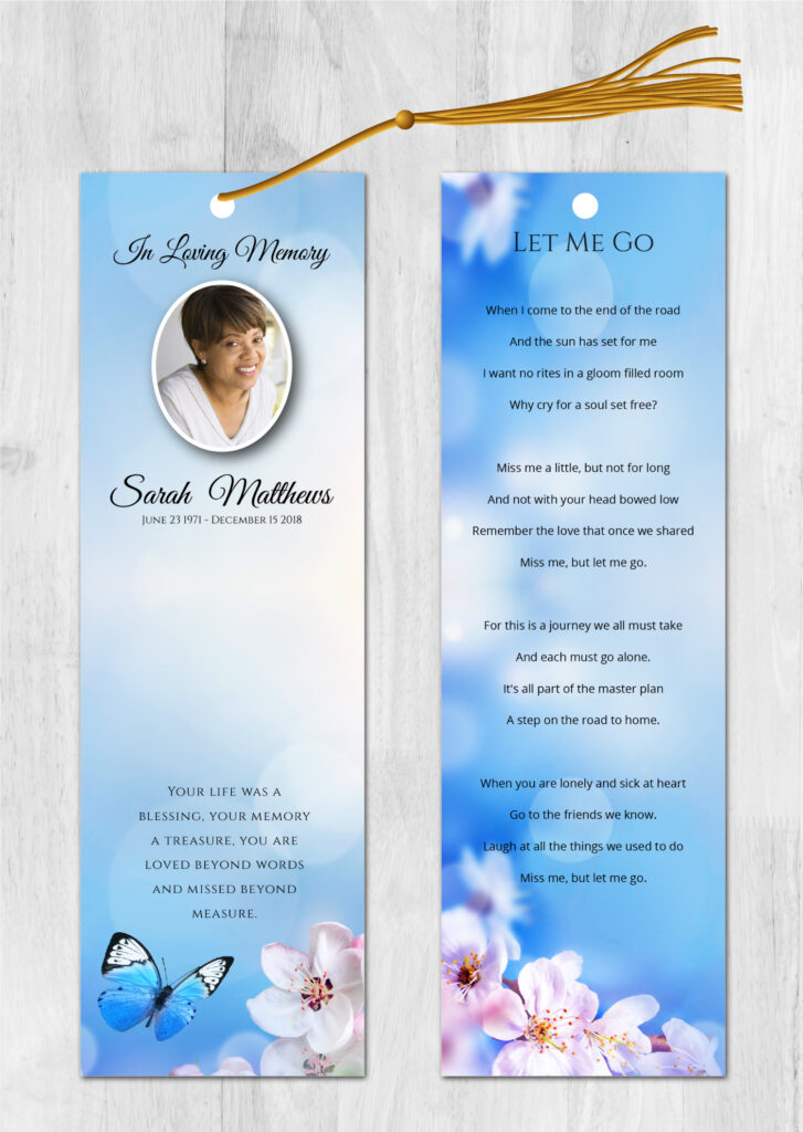 Memorial Bookmarks for Funeral - Personalized Memorial Bookmarks