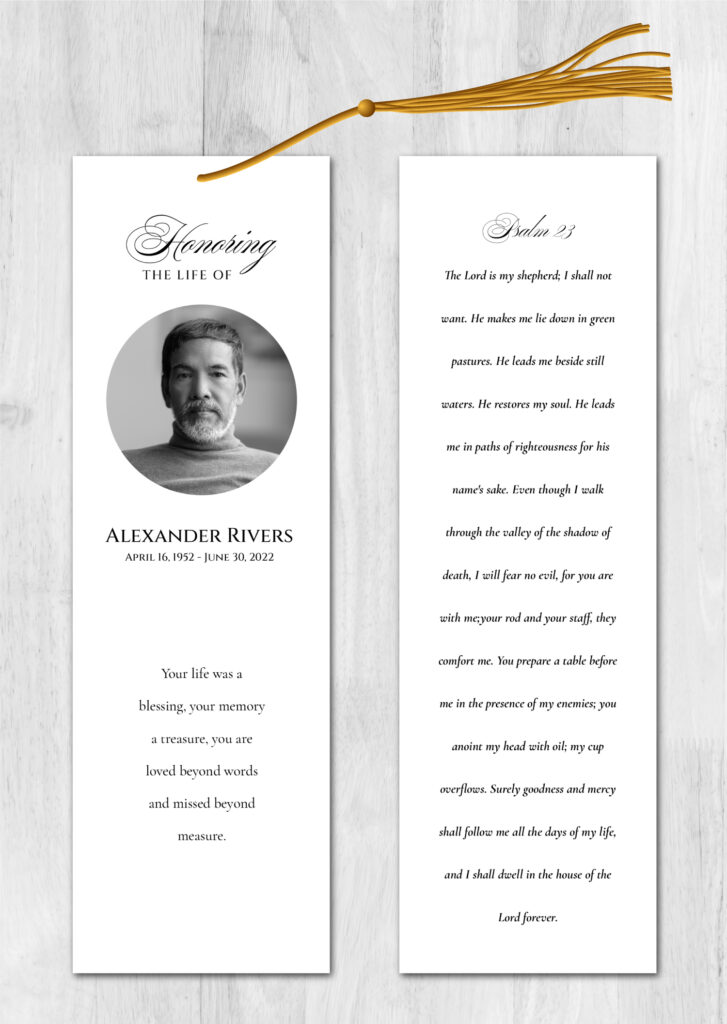 Memorial Bookmarks for Funeral - Personalized Memorial Bookmarks
