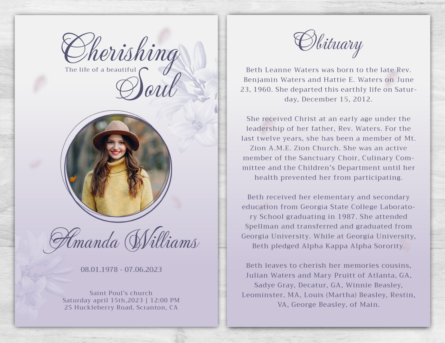 Memorial Cards for Deceased - Funeral Service Cards
