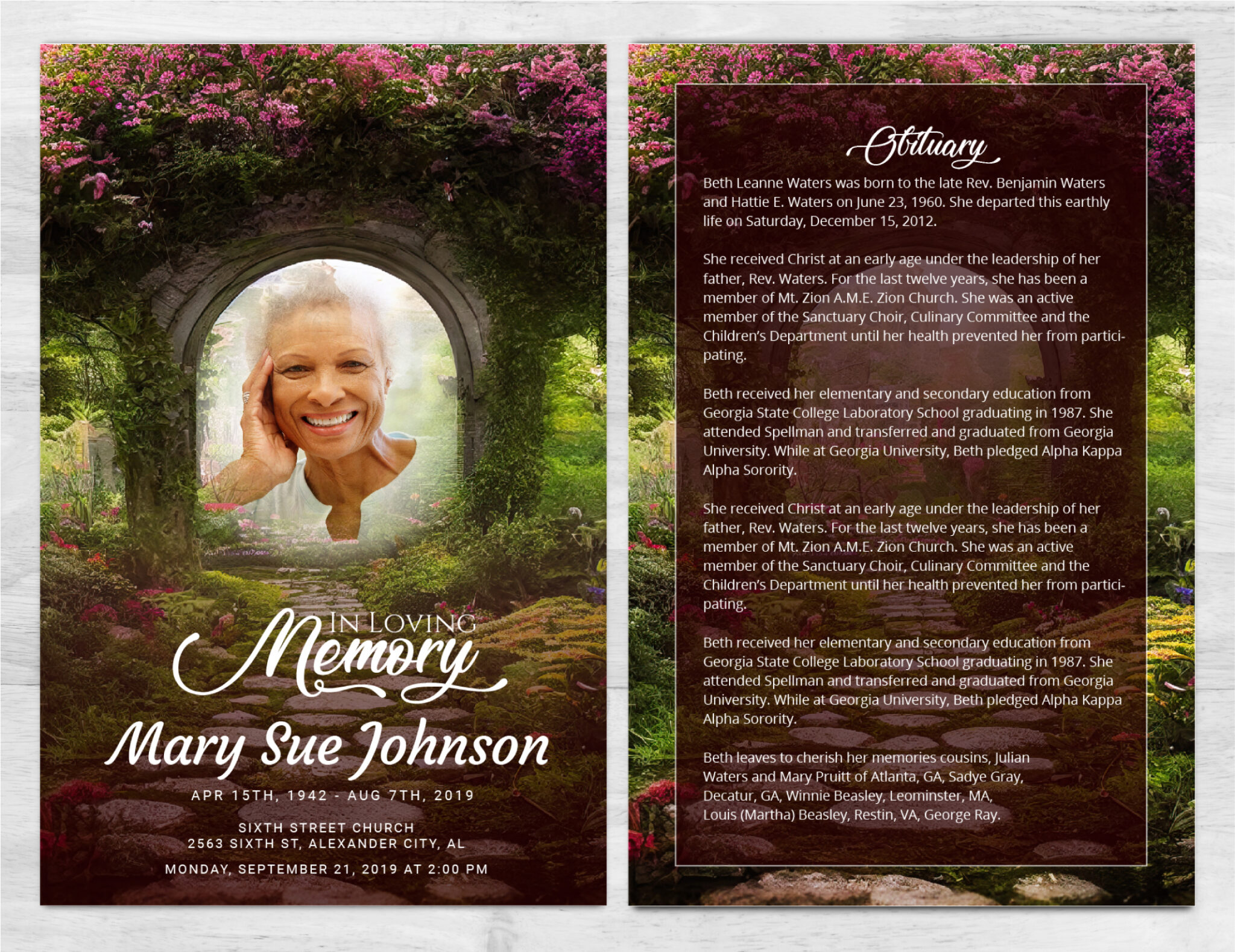 Memorial Brochure for Funeral - Funeral Program Pamphlet