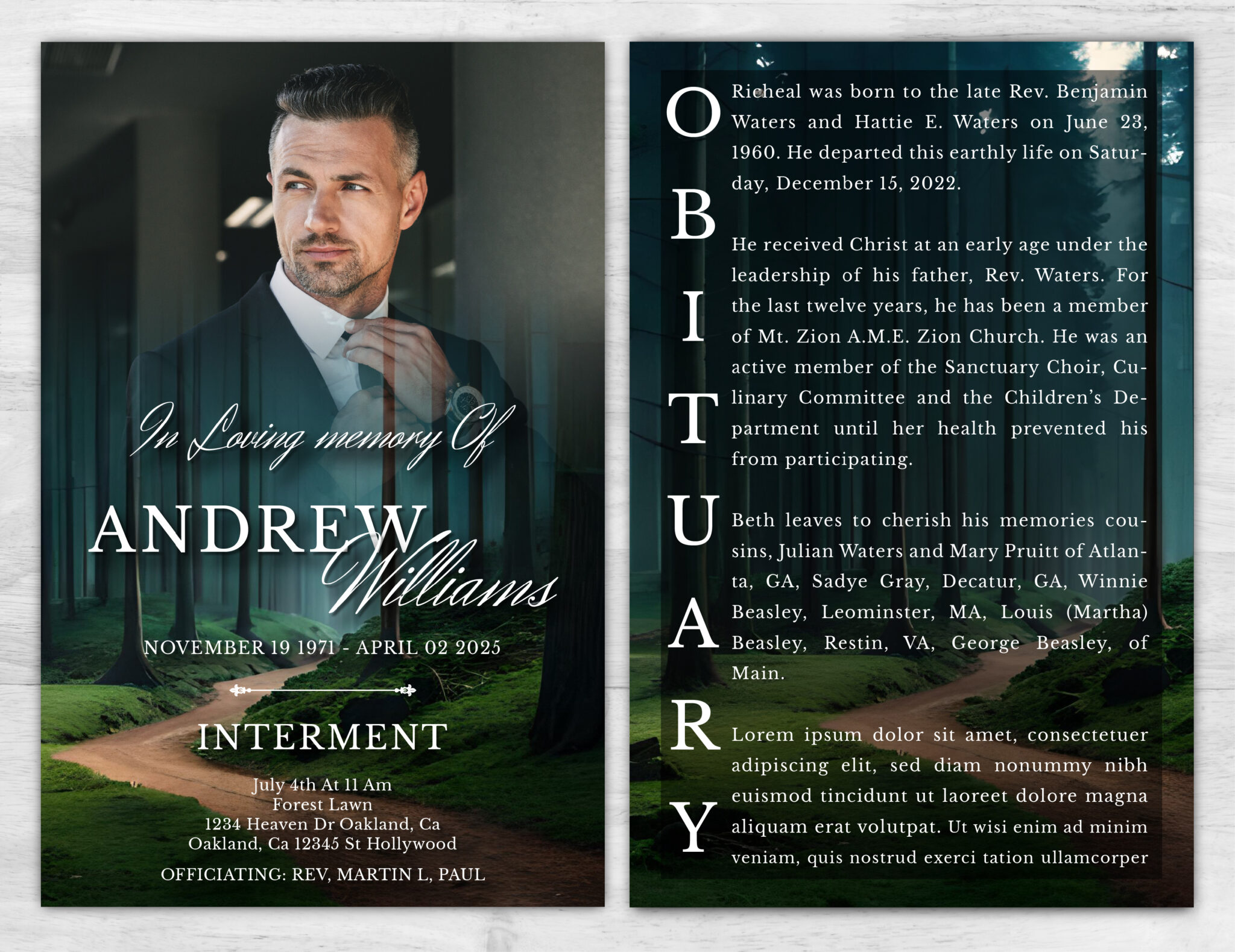 Memorial Brochure for Funeral - Funeral Program Pamphlet