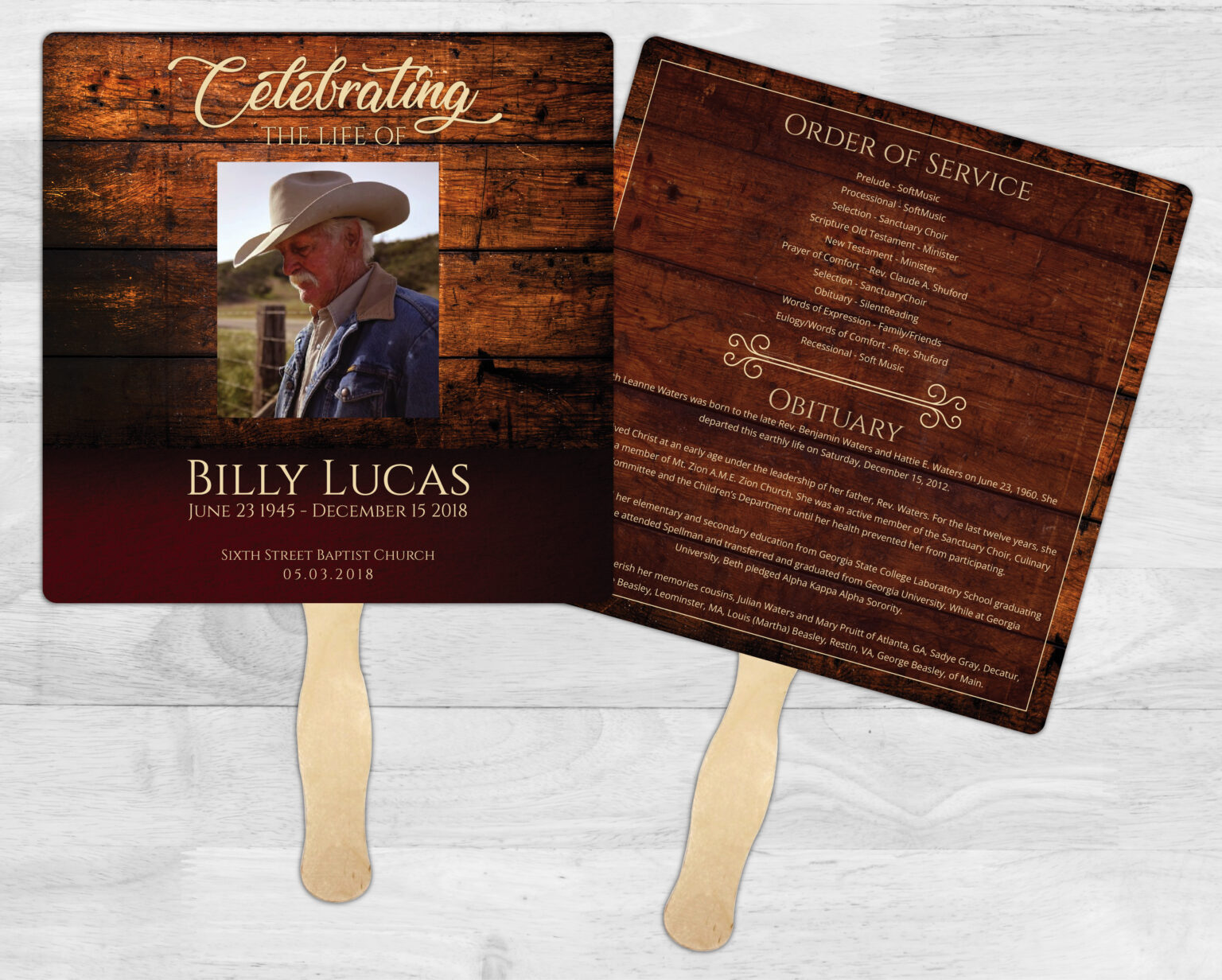 Memorial Fan - Personalized Funeral Fans - Memorial Printing