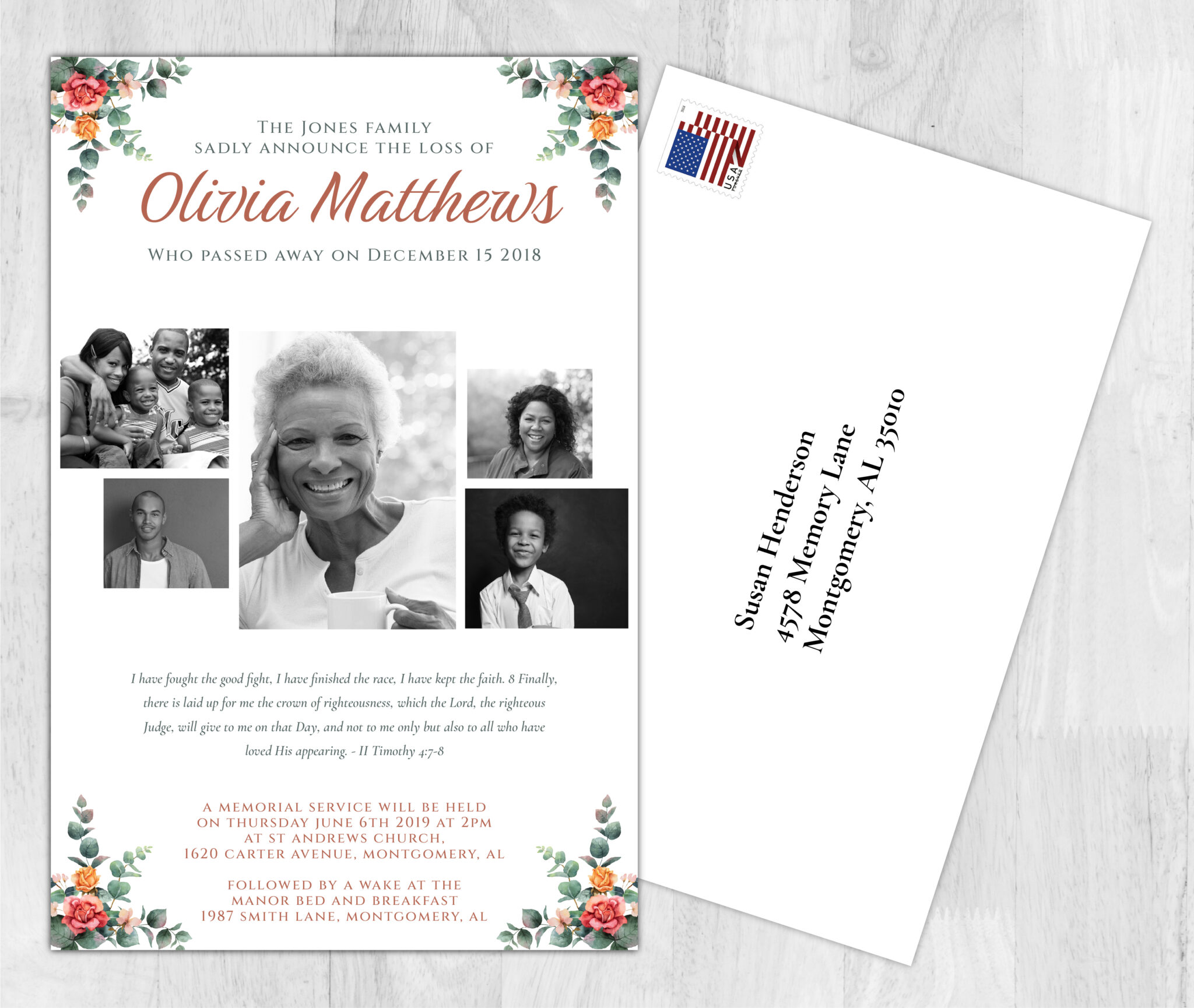 Death Memory & Remembrance Cards - Funeral Announcements Cards